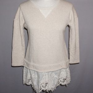 Indigo Thread Co | Tops | Indigo Thread Co Lace Trimmed Cream Top ...
